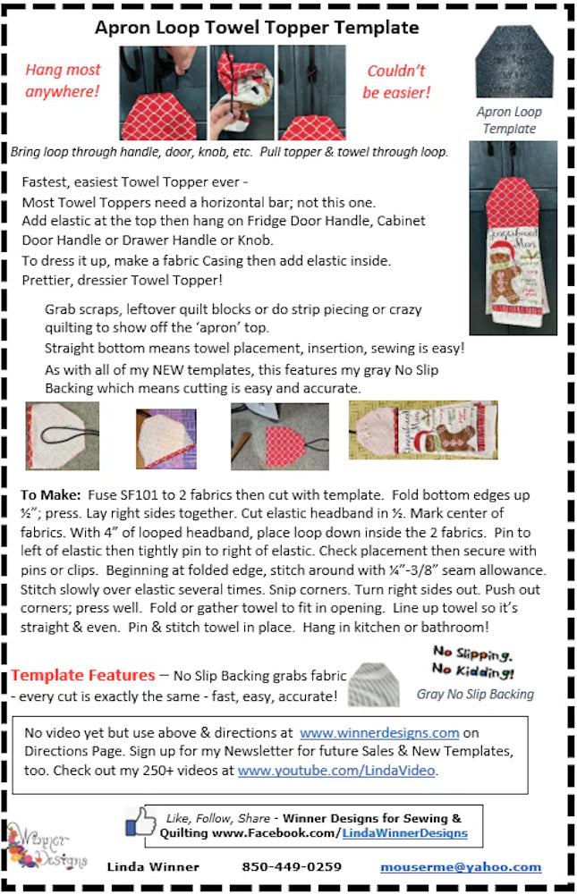 Towel Topper - Apron Loop Template – Winner Designs